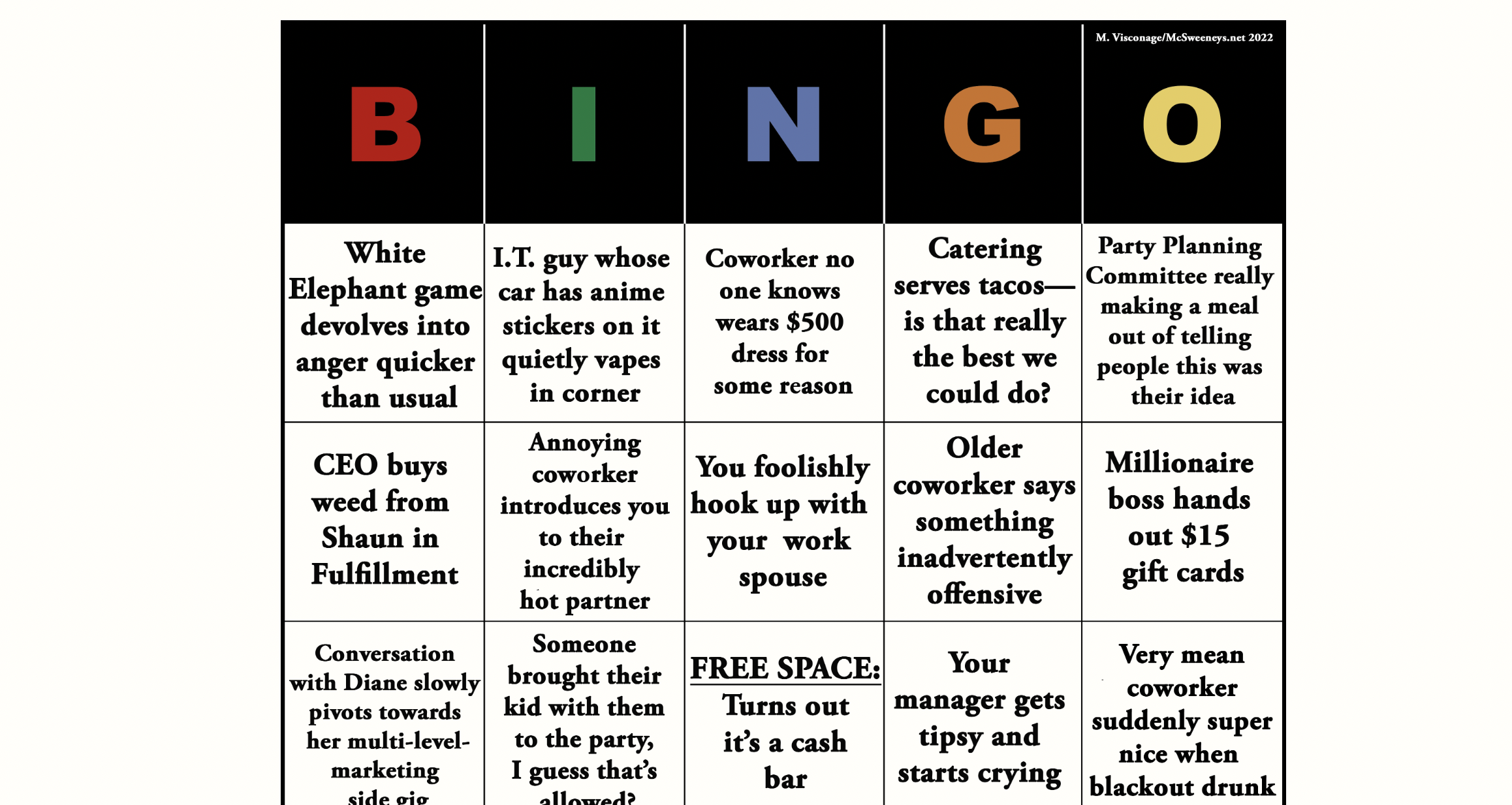 Company Holiday Party Bingo - McSweeney’s Internet Tendency